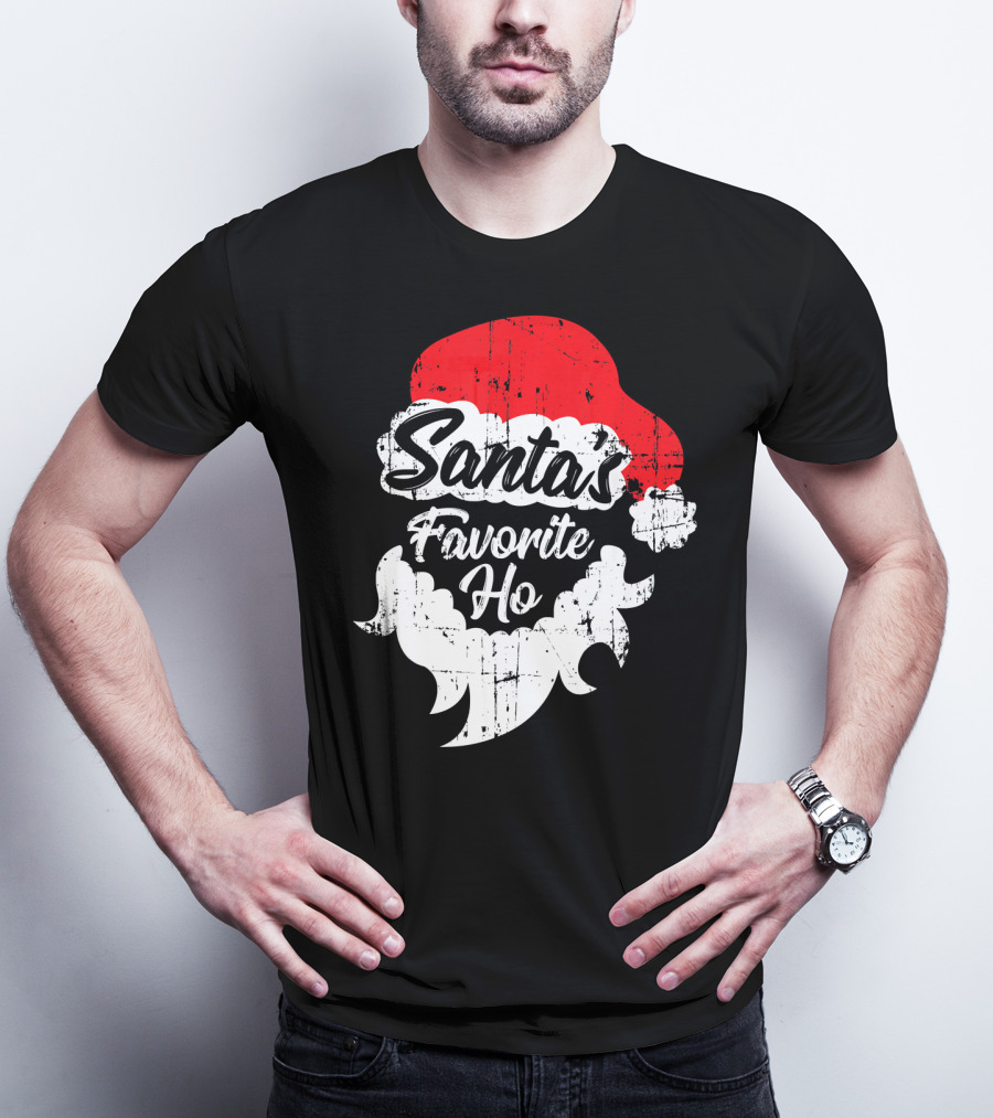 Santa's Favorite Ho Christmas Beard And Hat T-Shirt