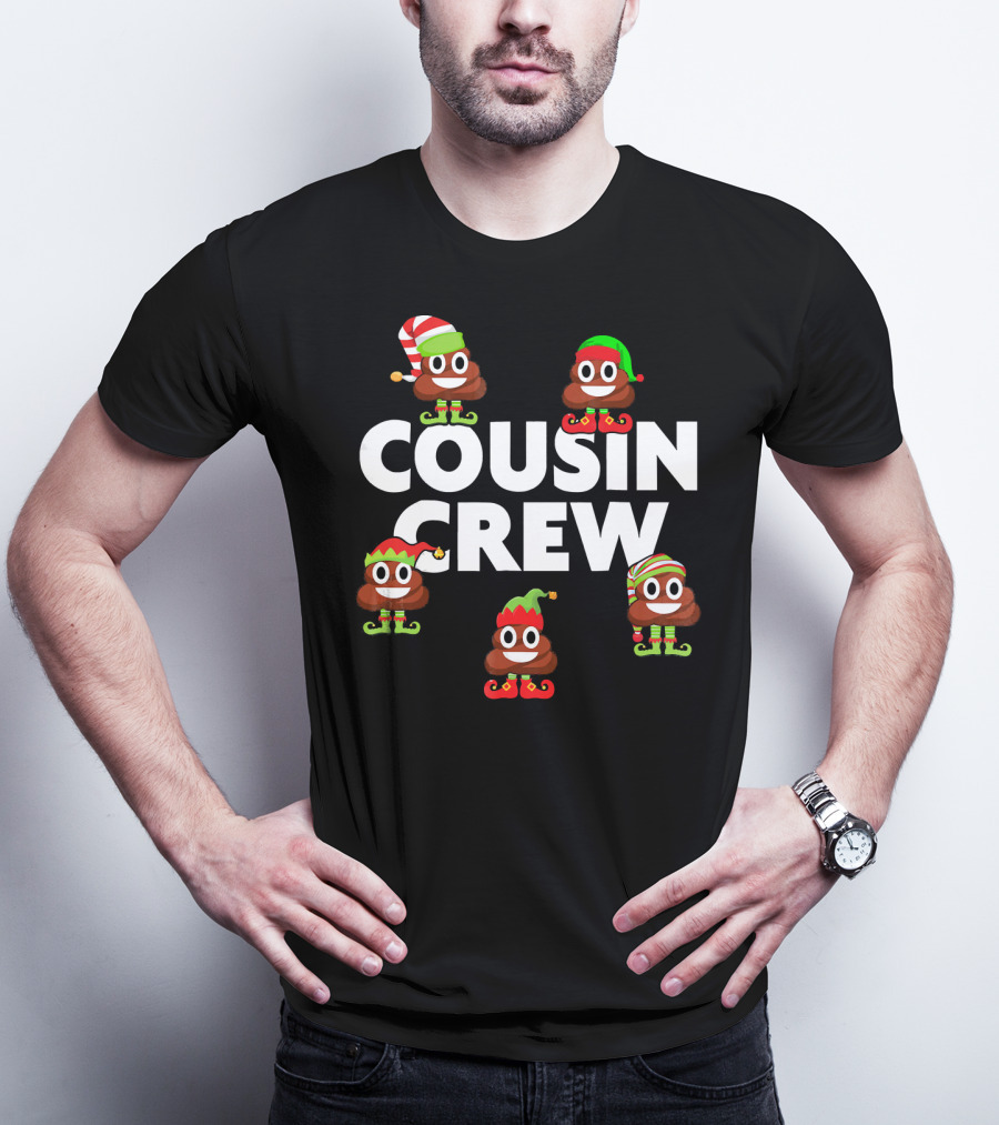 Cousin Crew Christmas PJs Elf Poop Emoji T-Shirt