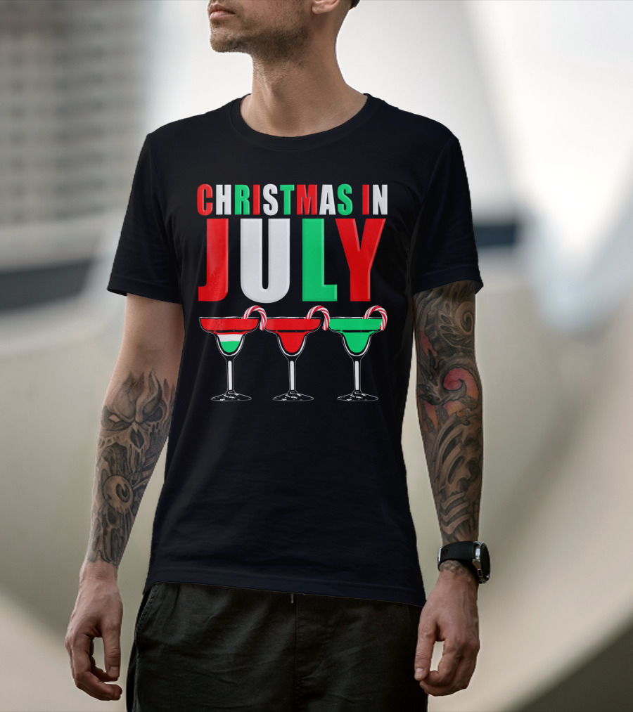 Christmas In July Candy Cane Cocktail Mixed Drinks T-Shirt