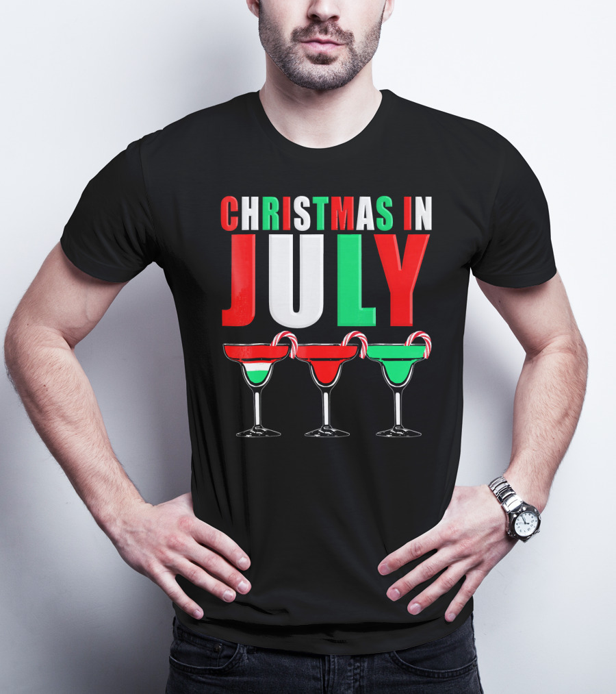 Christmas In July Candy Cane Cocktail Mixed Drinks T-Shirt