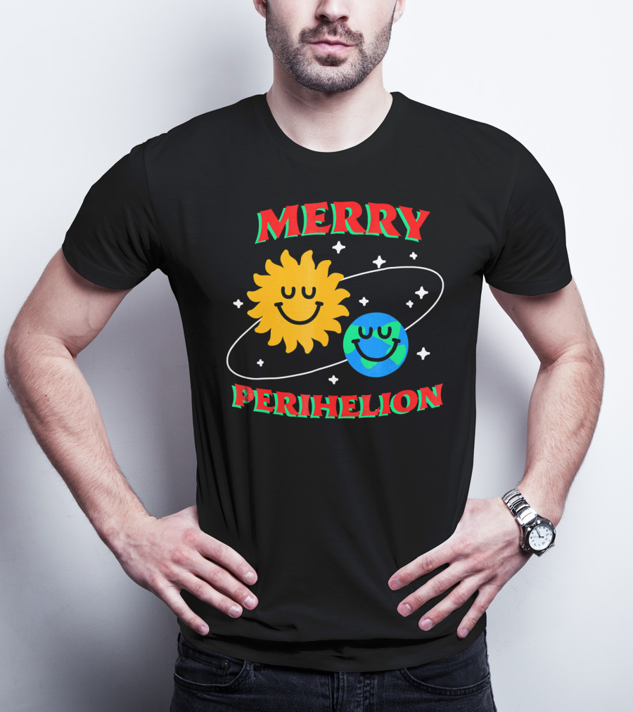 Merry Perihelion Sun Earth Smiling Orbit T-Shirt