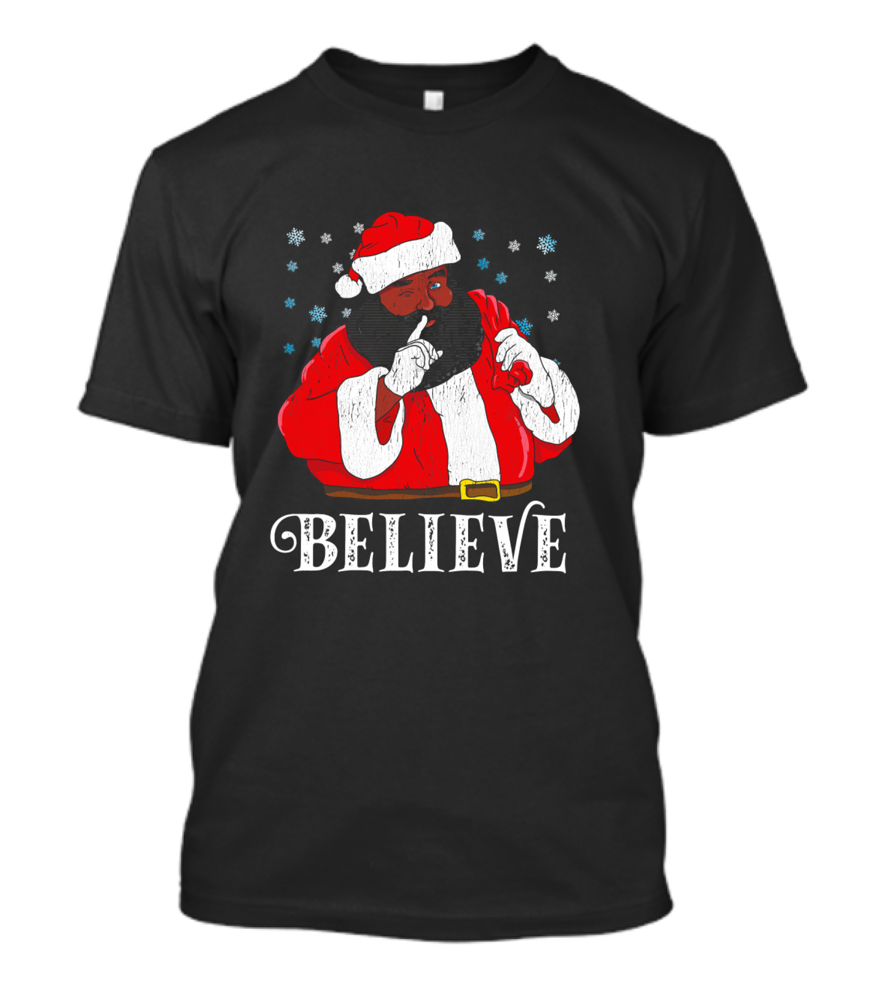Believe Santa African Christmas Snowflakes T-Shirt