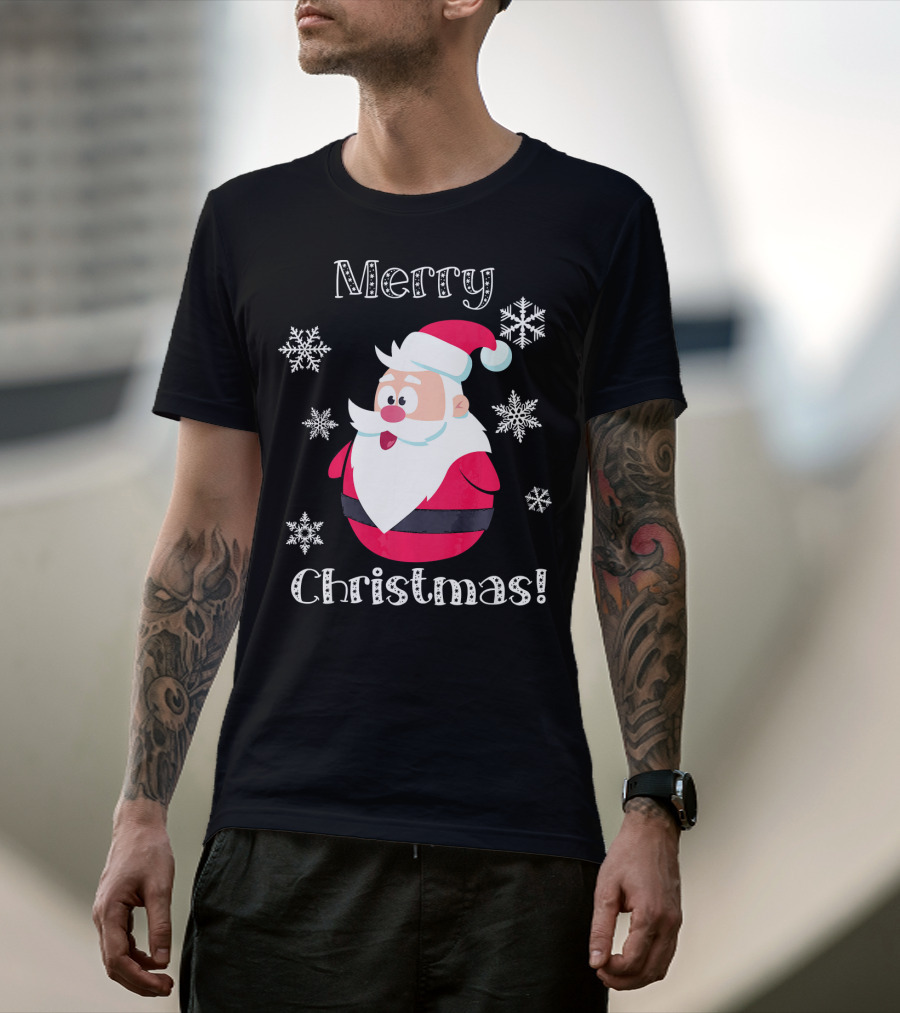 Merry Christmas Santa Claus Cute Snowflakes T-Shirt