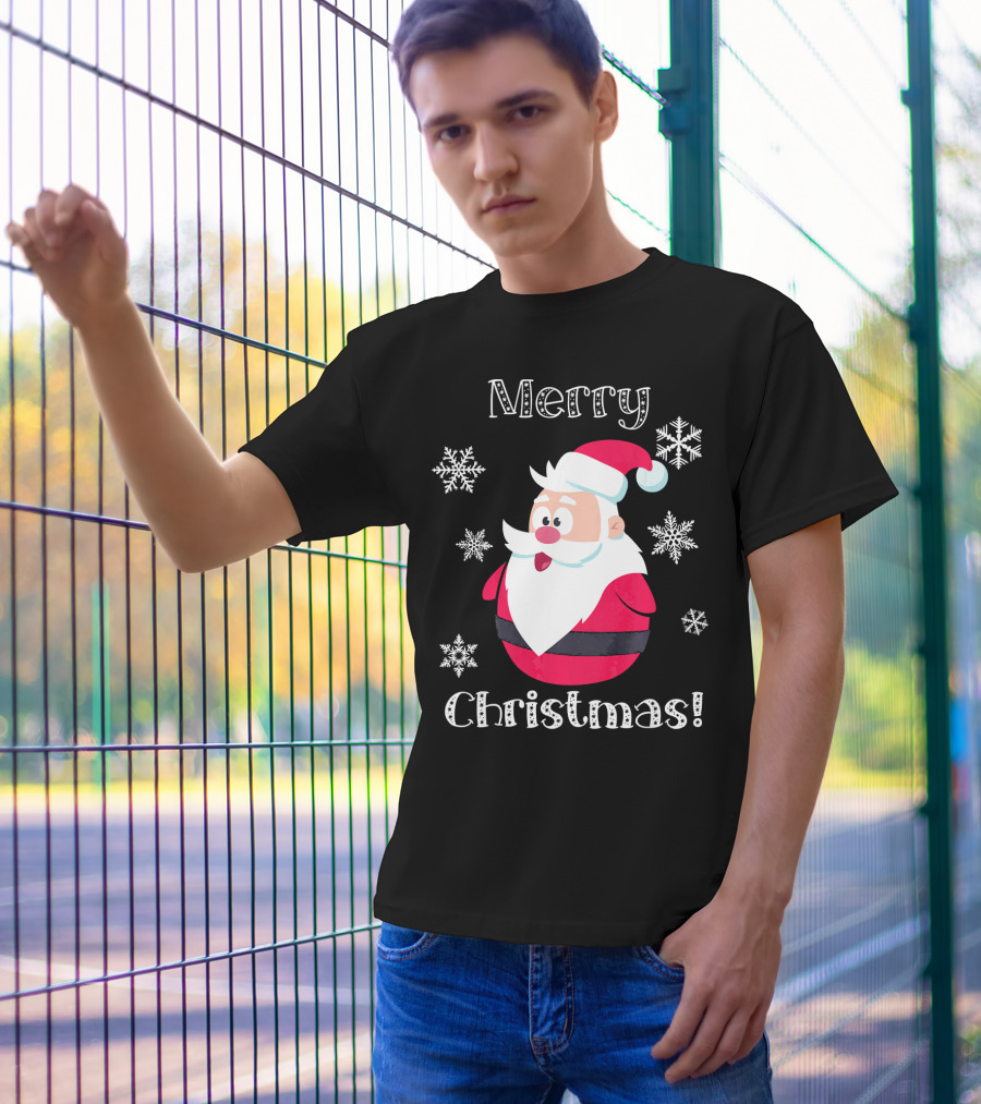 Merry Christmas Santa Claus Cute Snowflakes T-Shirt
