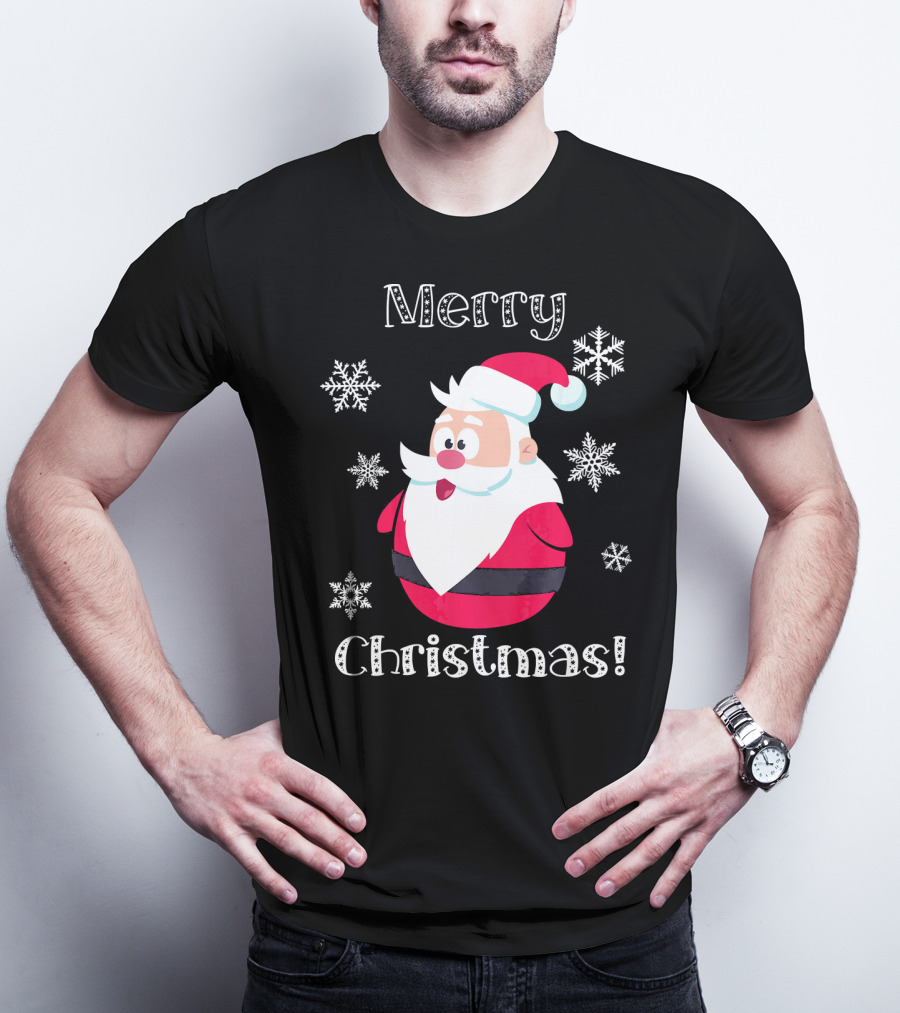 Merry Christmas Santa Claus Cute Snowflakes T-Shirt