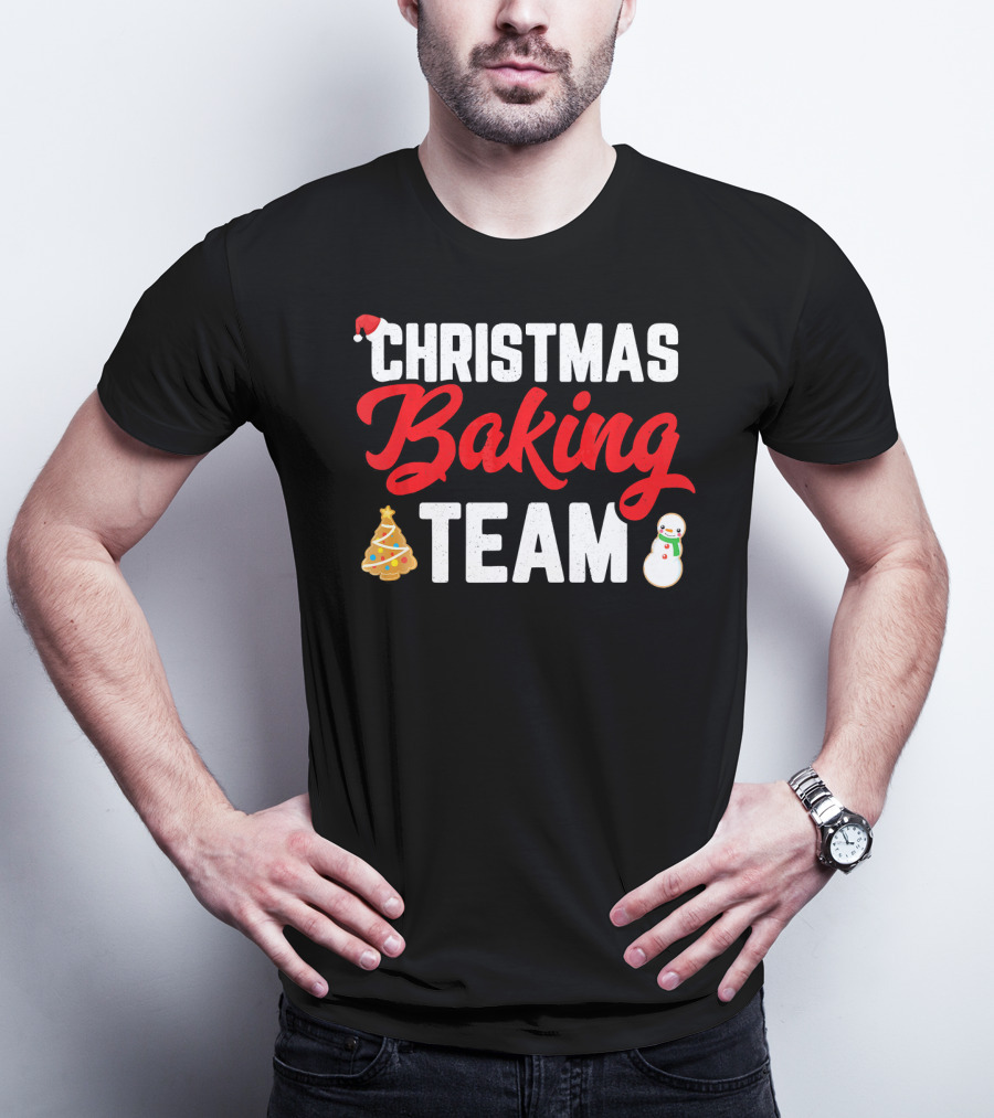 Christmas Baking Team Holiday Cookie Fun Christmas Tree Snowman T-Shirt