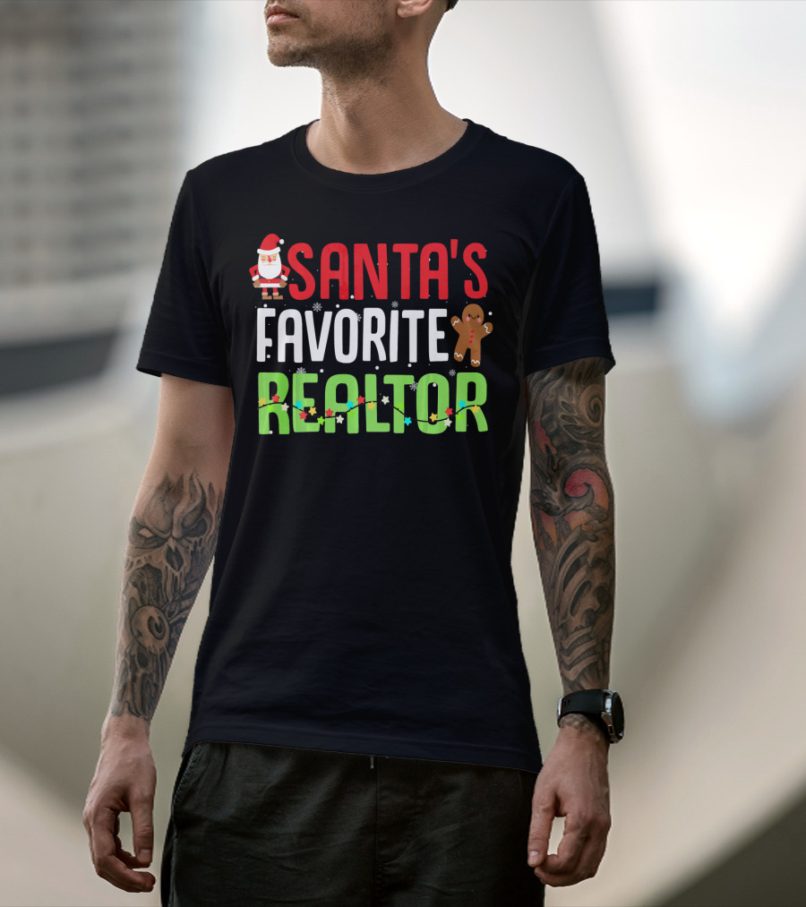 Santa's Favorite Realtor Gingerbread Lights T-Shirt