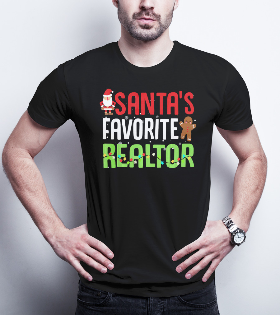 Santa's Favorite Realtor Gingerbread Lights T-Shirt
