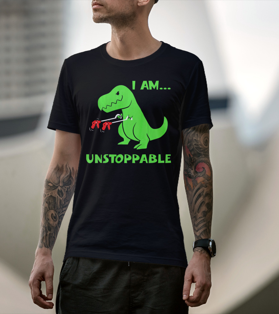 I Am Unstoppable T Rex Dinosaur Boxing Gloves T-Shirt