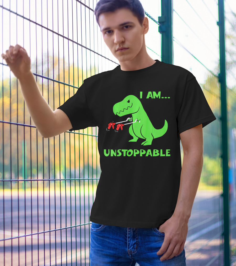 I Am Unstoppable T Rex Dinosaur Boxing Gloves T-Shirt