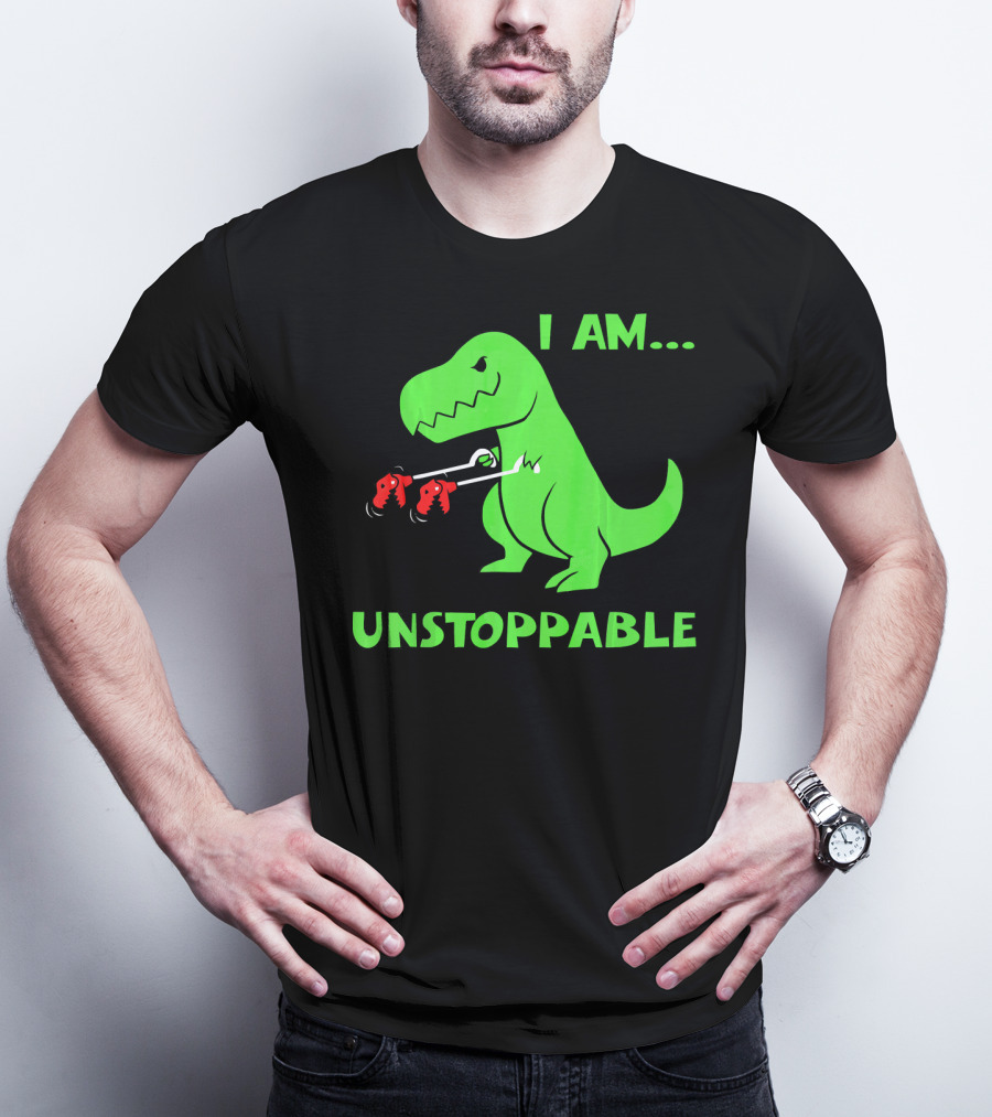 I Am Unstoppable T Rex Dinosaur Boxing Gloves T-Shirt