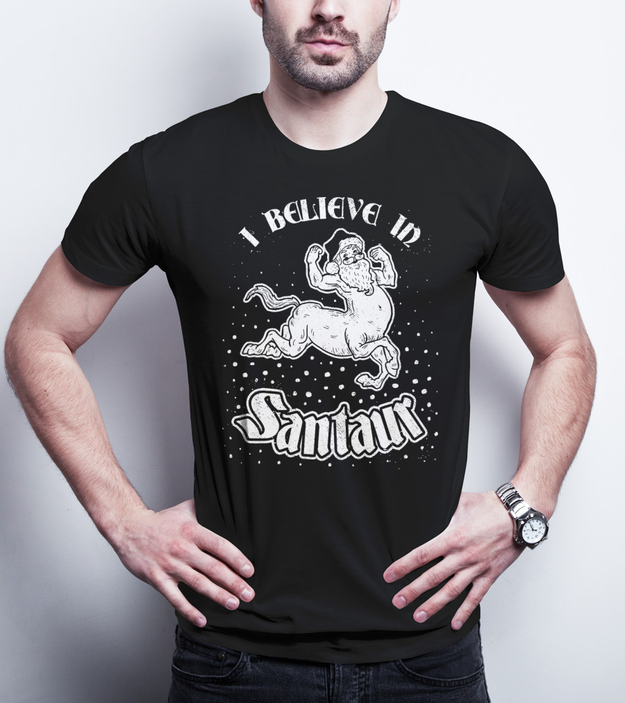 I Believe In Santaur Santa Centaur Christmas Fantasy T-Shirt