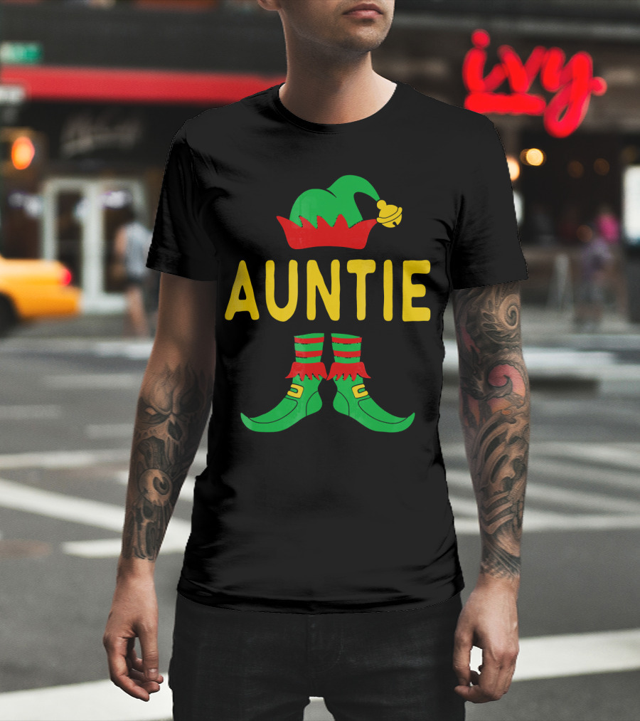 Auntie Elf Christmas Family Matching Holiday T-Shirt