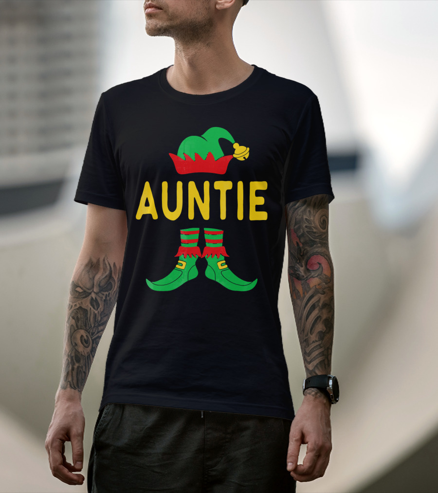 Auntie Elf Christmas Family Matching Holiday T-Shirt