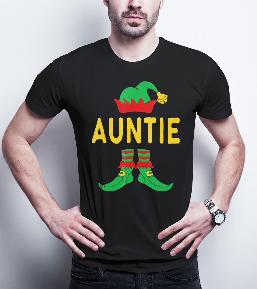 Auntie Elf Christmas Family Matching Holiday T-Shirt