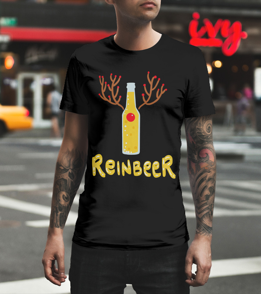 Reindeer Reinbeer Antler Bottle T-Shirt