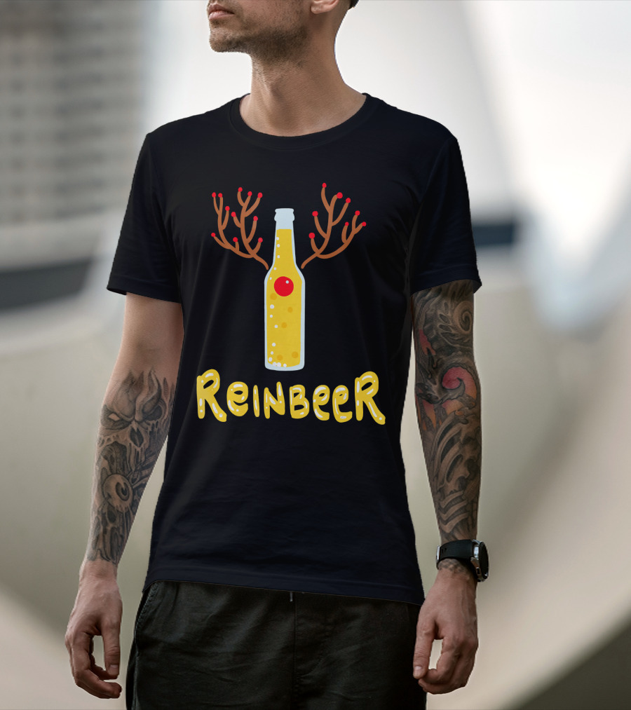 Reindeer Reinbeer Antler Bottle T-Shirt