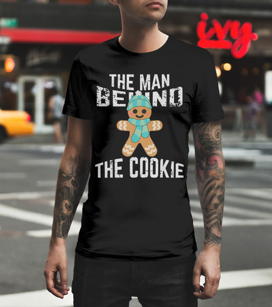 The Man Behind The Cookie Mens Christmas Pregnancy Announcement T-Shirt