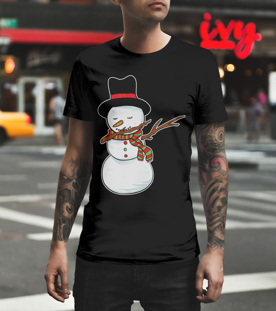 Dabbing Dab Snowman With Hat And Scarf T-Shirt
