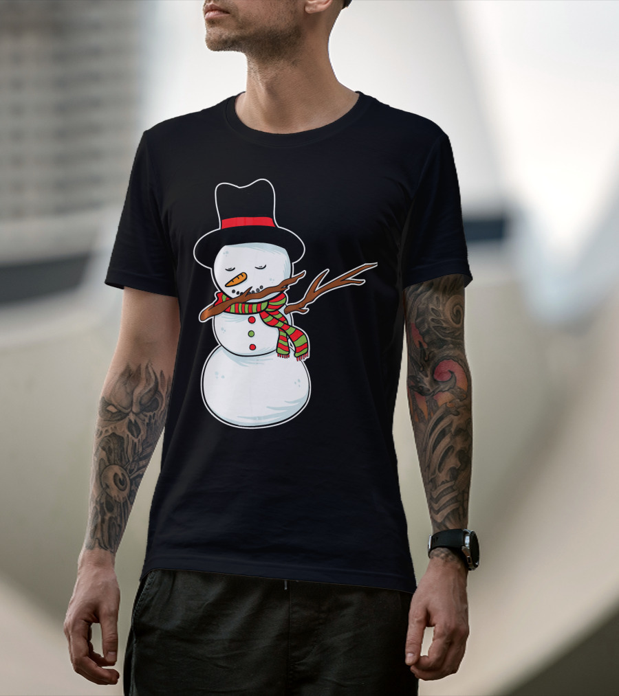 Dabbing Dab Snowman With Hat And Scarf T-Shirt