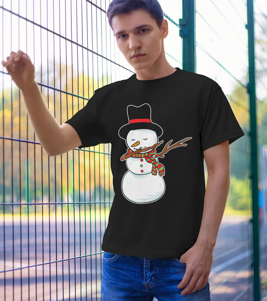 Dabbing Dab Snowman With Hat And Scarf T-Shirt
