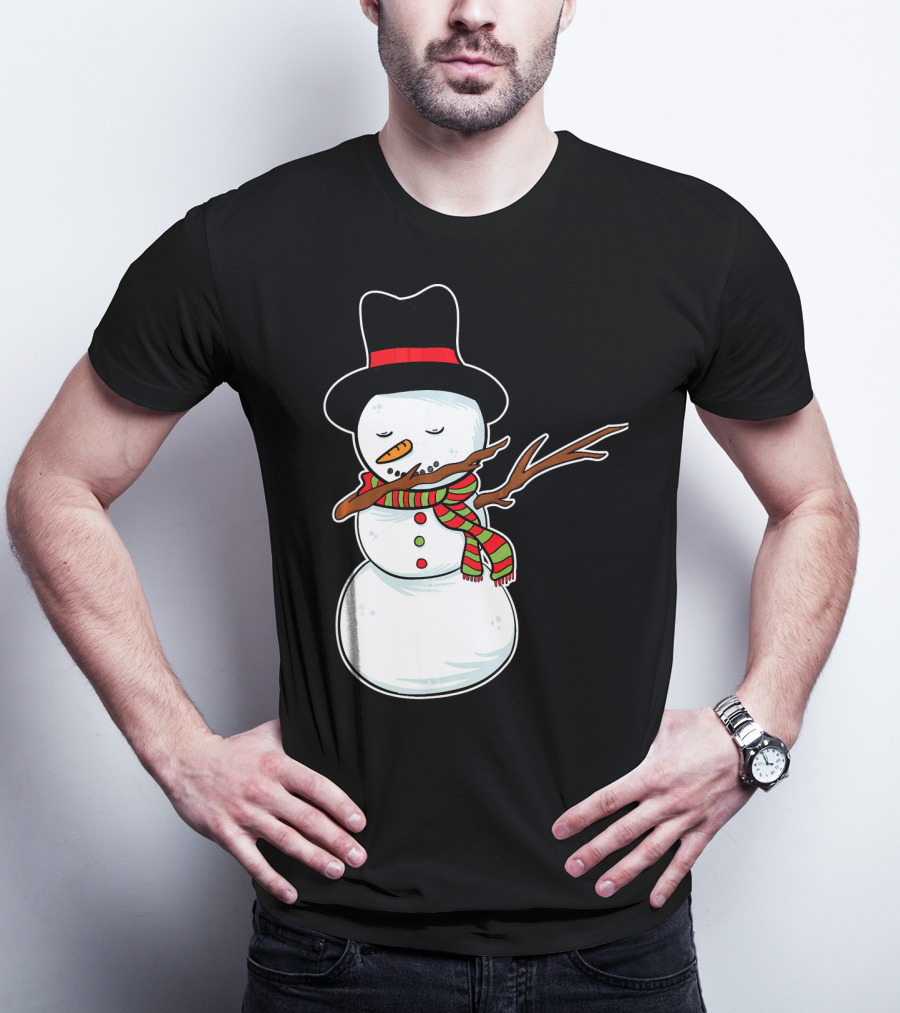 Dabbing Dab Snowman With Hat And Scarf T-Shirt