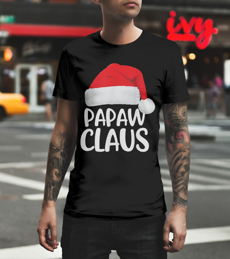 Papaw Claus Red Santa Hat Christmas T-Shirt