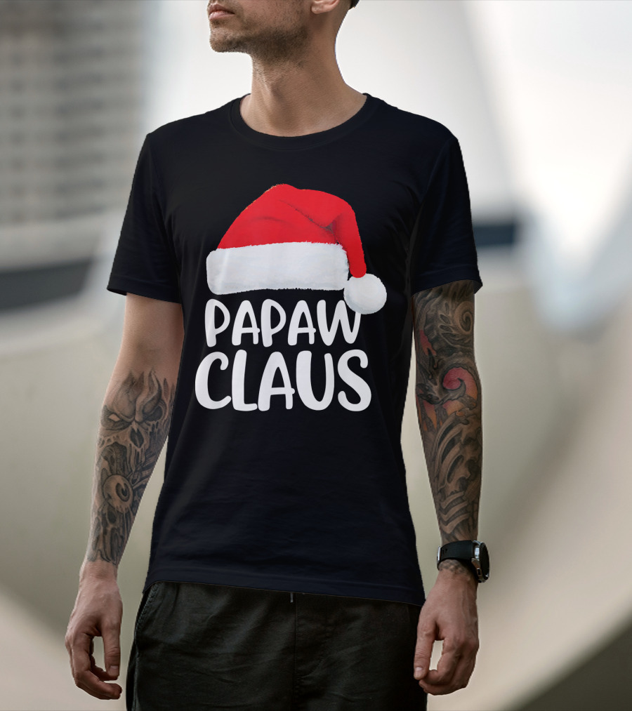 Papaw Claus Red Santa Hat Christmas T-Shirt