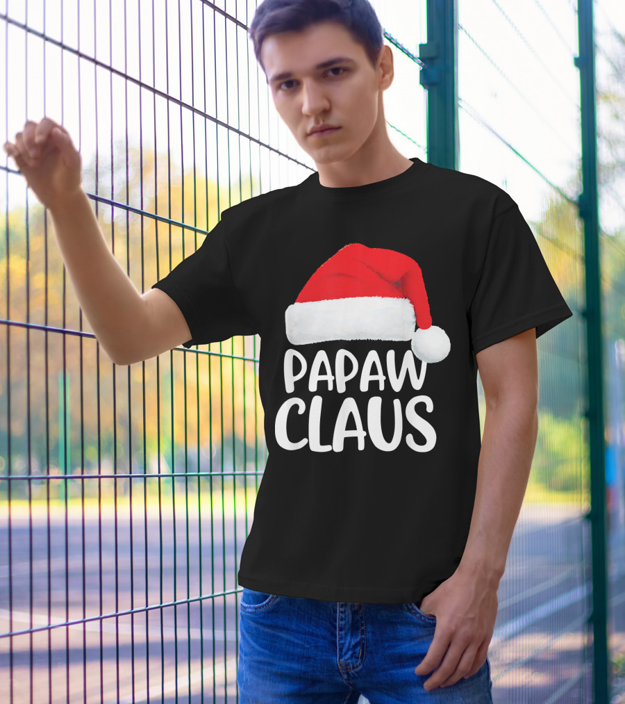 Papaw Claus Red Santa Hat Christmas T-Shirt