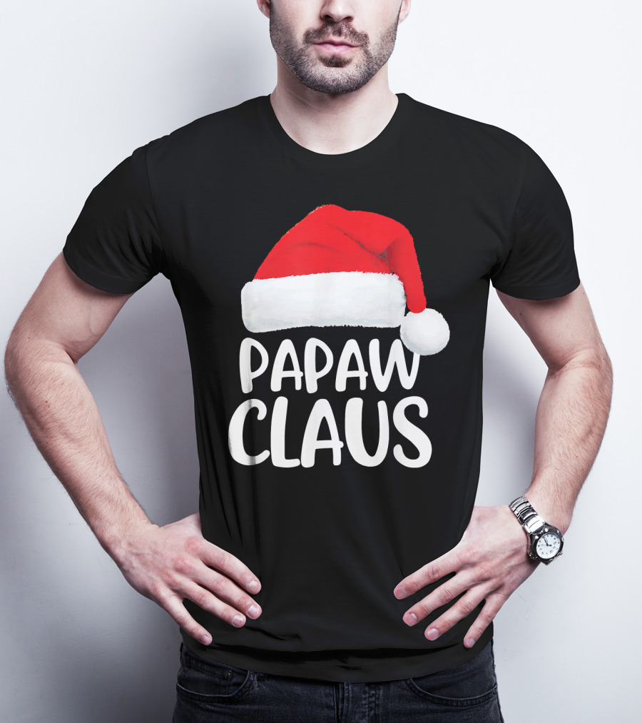 Papaw Claus Red Santa Hat Christmas T-Shirt