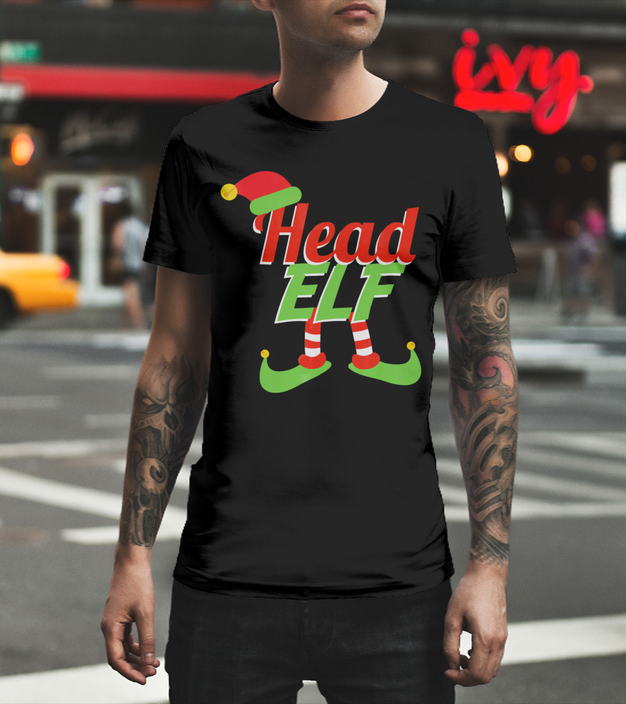 Head Elf Christmas Outfit With Hat And Curled Shoes T-Shirt