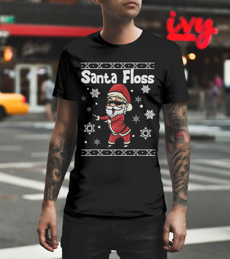 Santa Floss Snowflakes Holiday Dance T-Shirt