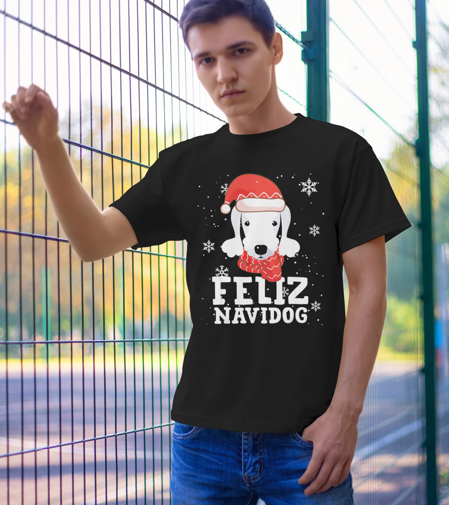 Feliz Navidog Bedlington Terrier Christmas Holiday Fun T-Shirt