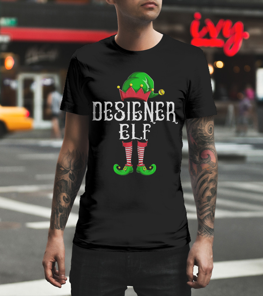 Designer Elf Xmas Elves Festive Holiday T-Shirt