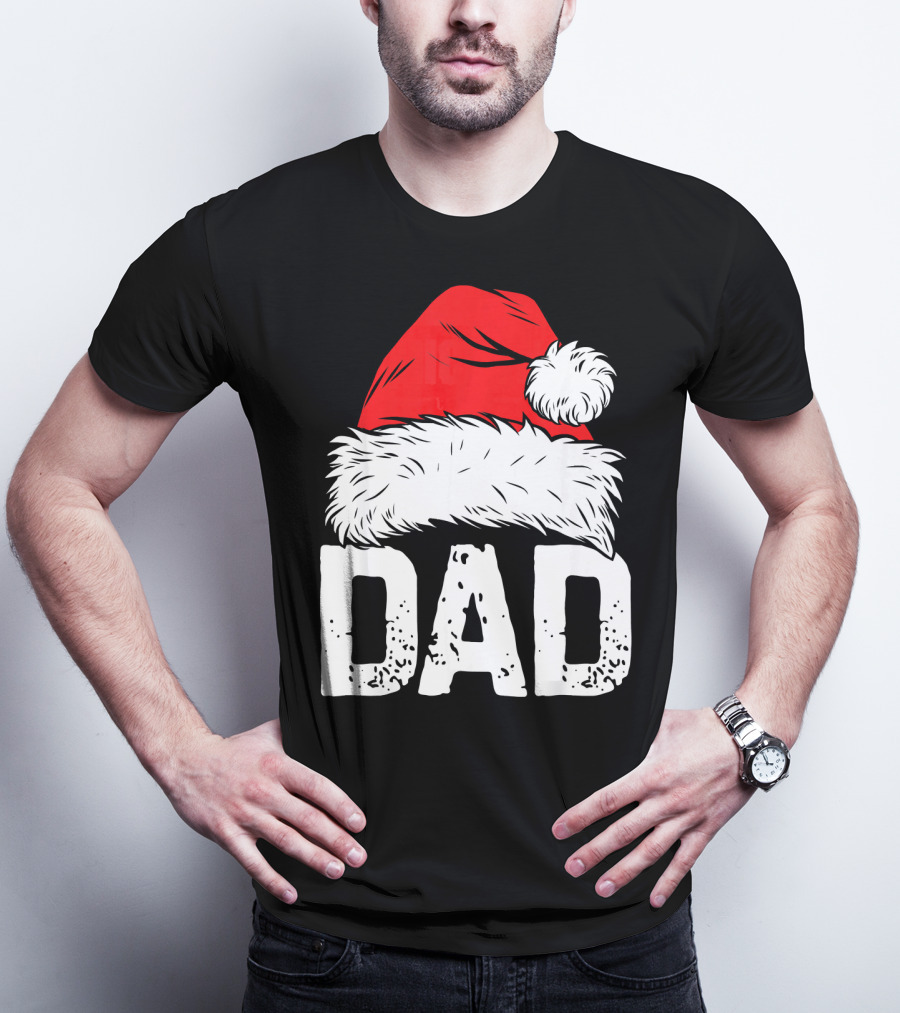 Dad Santa Hat Christmas Family Match T-Shirt