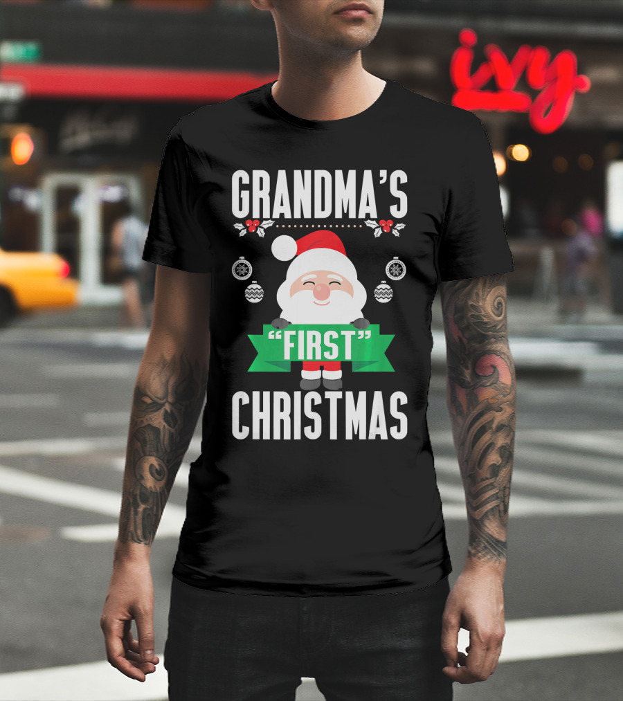 Grandma's First Christmas Santa Holiday Humor T-Shirt