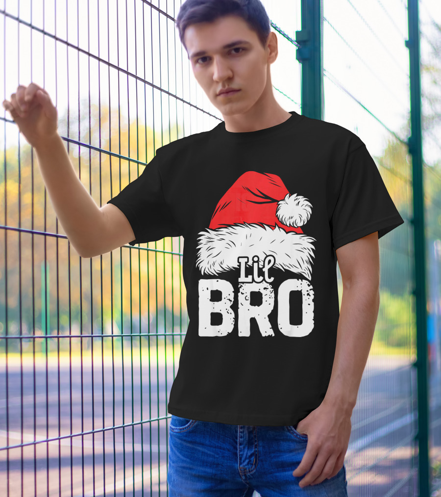 Lil Bro Santa Hat Christmas T-Shirt