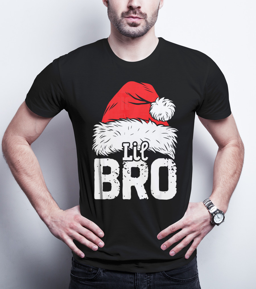 Lil Bro Santa Hat Christmas T-Shirt