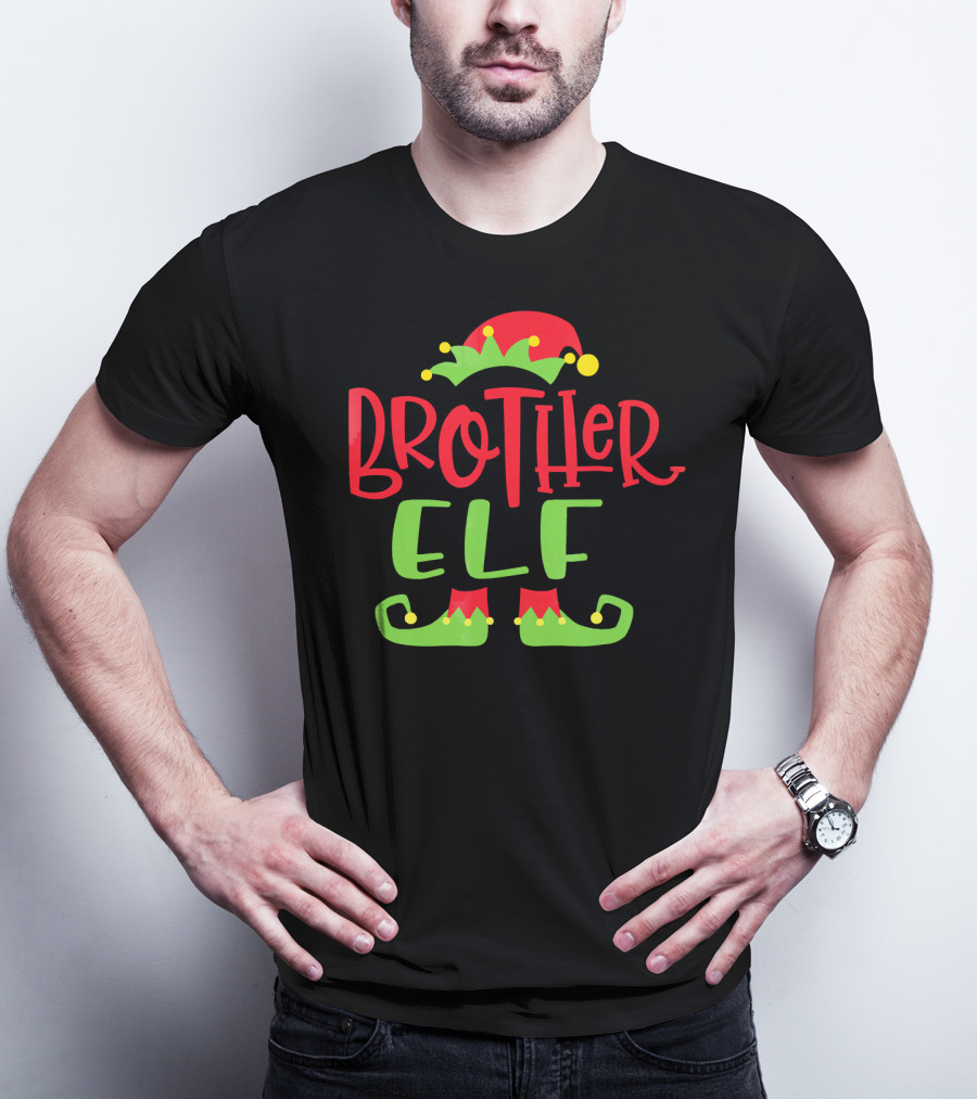 Brother Elf Christmas Hat And Shoes Festive Humor T-Shirt