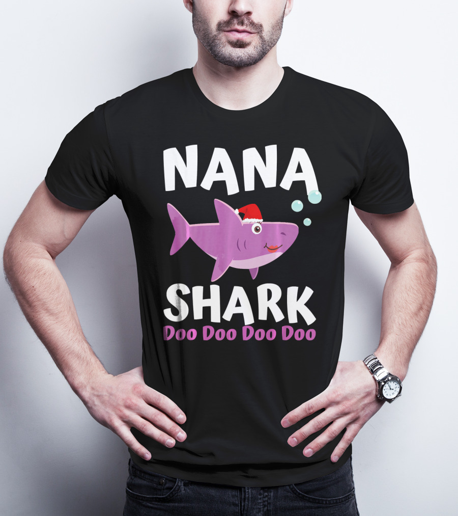 Nana Shark Doo Doo Doo Doo Christmas Santa Hat T-Shirt