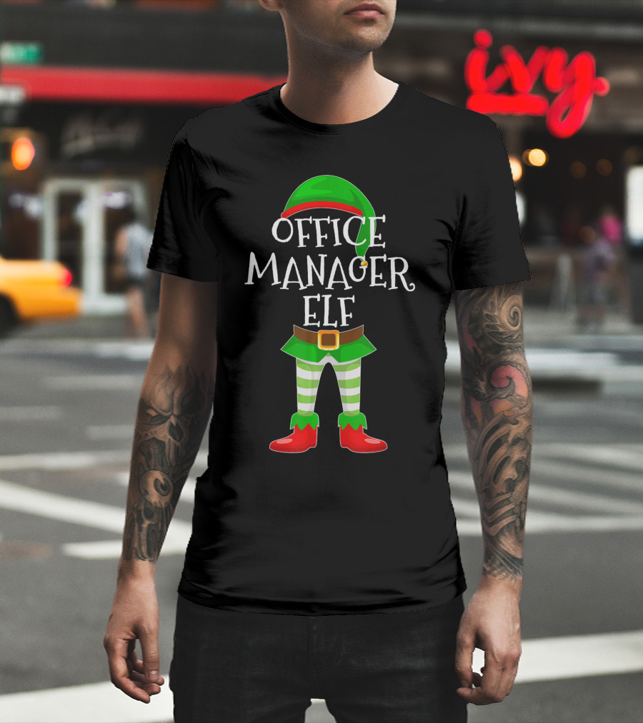 Office Manager Elf Matching Family Christmas T-Shirt