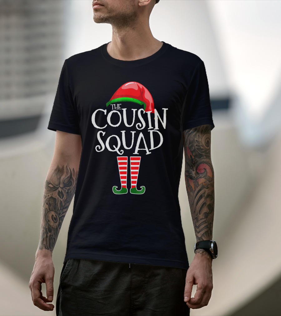 The Cousin Squad Elf Hat And Striped Legs T-Shirt