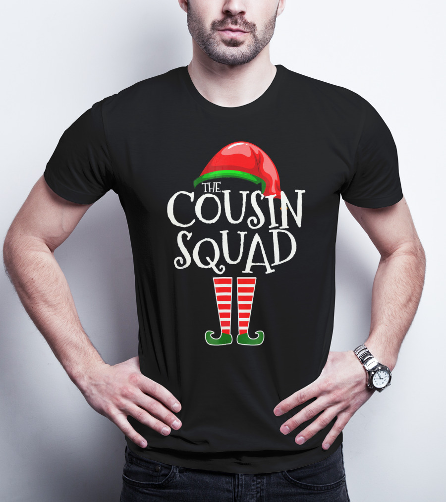 The Cousin Squad Elf Hat And Striped Legs T-Shirt