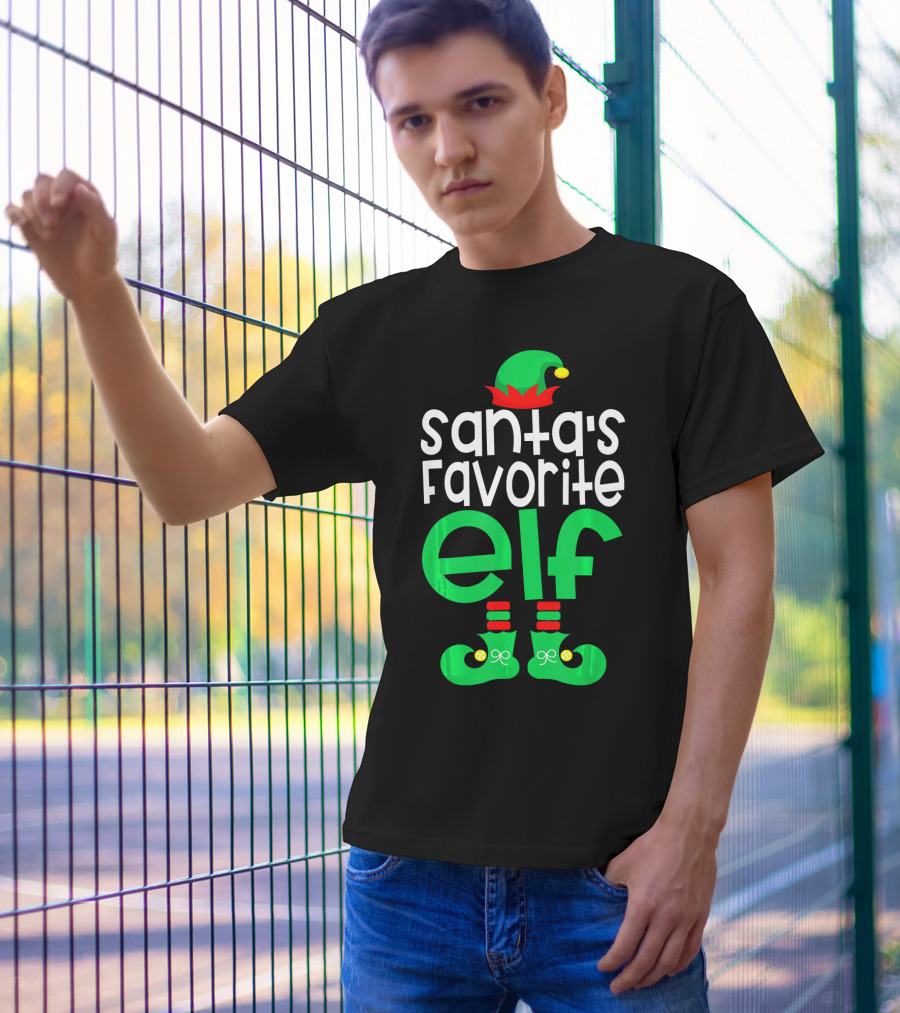 Santa's Favorite Elf Festive Outfit With Hat And Shoes T-Shirt