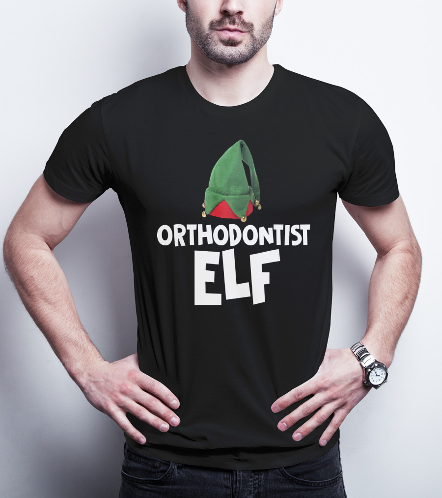 Orthodontist Elf With Green Santa Hat T-Shirt