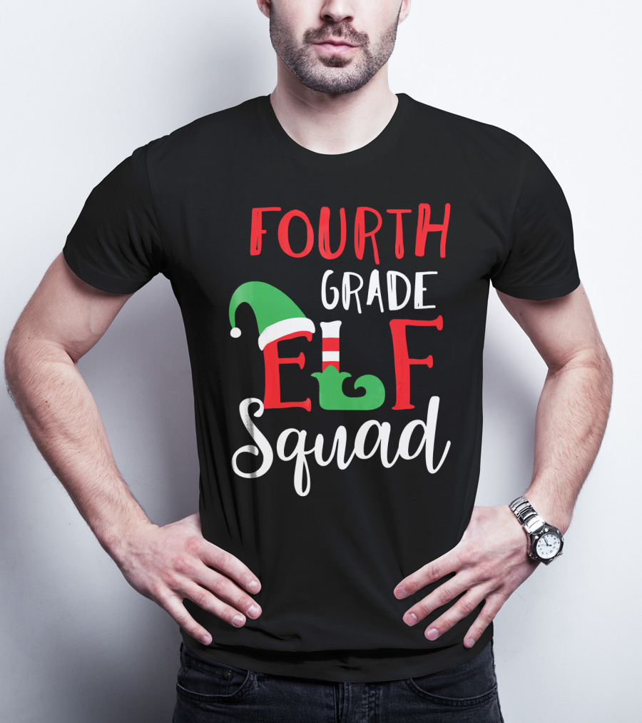 Fourth Grade Elf Squad Christmas Teacher T-Shirt