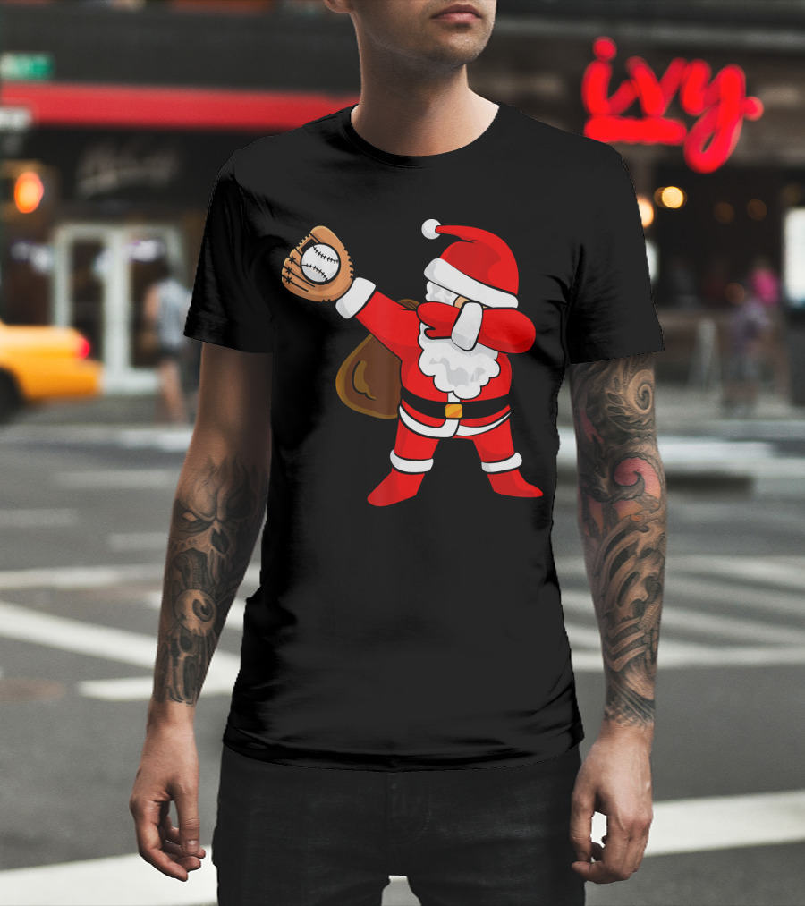 Santa Dabbing With Baseball Glove T-Shirt