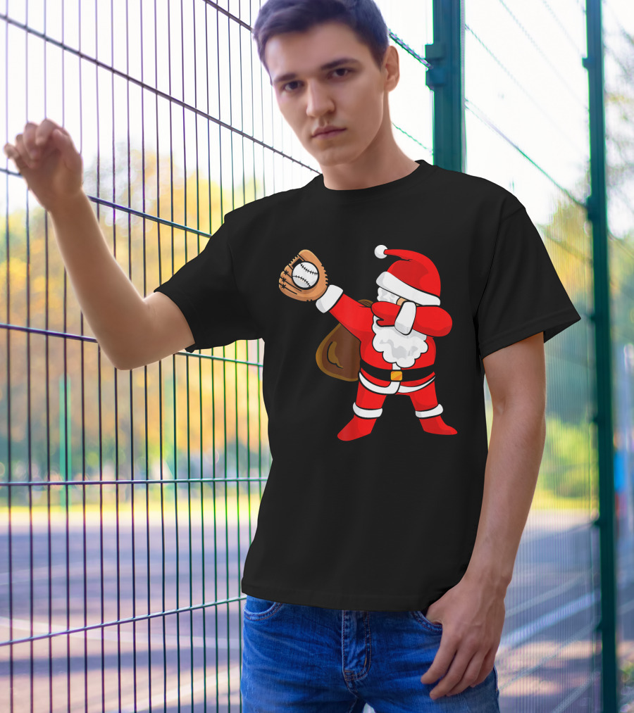 Santa Dabbing With Baseball Glove T-Shirt