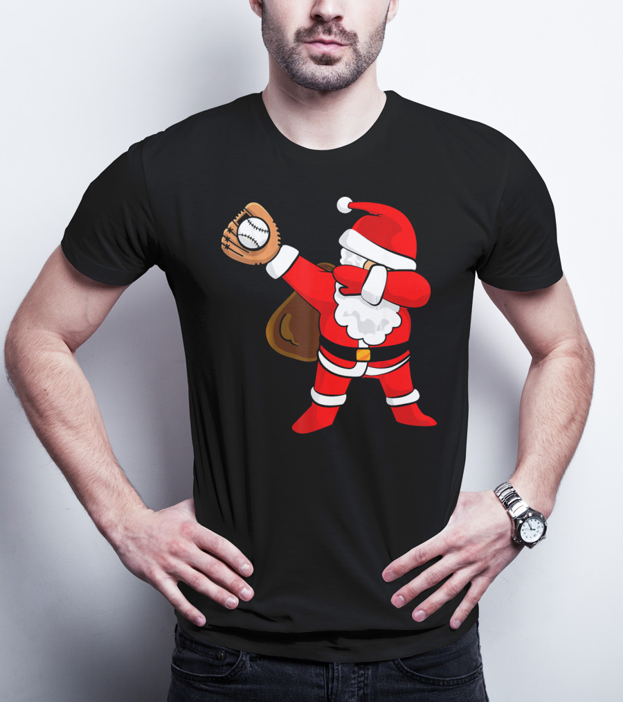 Santa Dabbing With Baseball Glove T-Shirt
