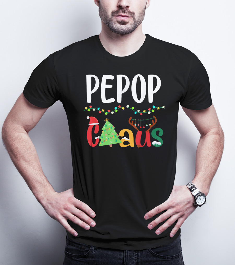 Mens PePop Claus Funny Xmas Santa Grandpa T-Shirt
